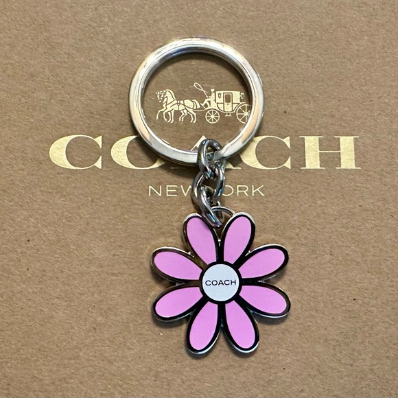 Coach | Accessories | Coach Pink White Enamel Daisy Flower Keychain Fob ...